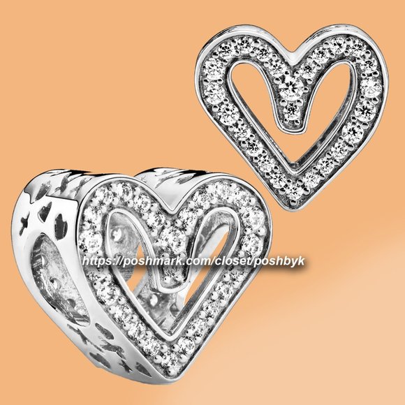 Pandora | Jewelry | Pandora Sparkling Freehand Heart Charm 798692c ...